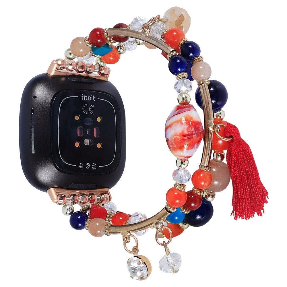 Fitbit Sense 2 / Versa 4 decorated round square beads watch strap - Co